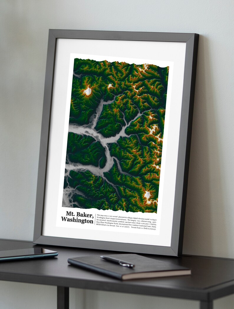 Poster Map of Mt. Baker Washington State - Etsy
