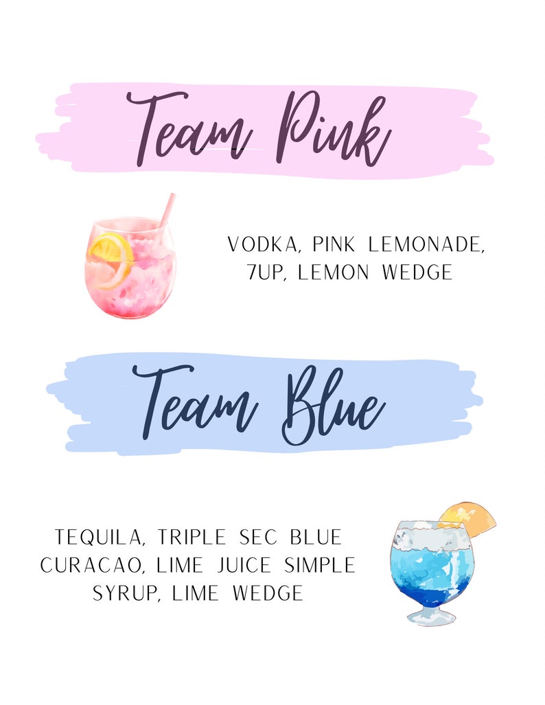 Gender Reveal - Pick Your Drink, Team Boy or Team Girl - Etsy