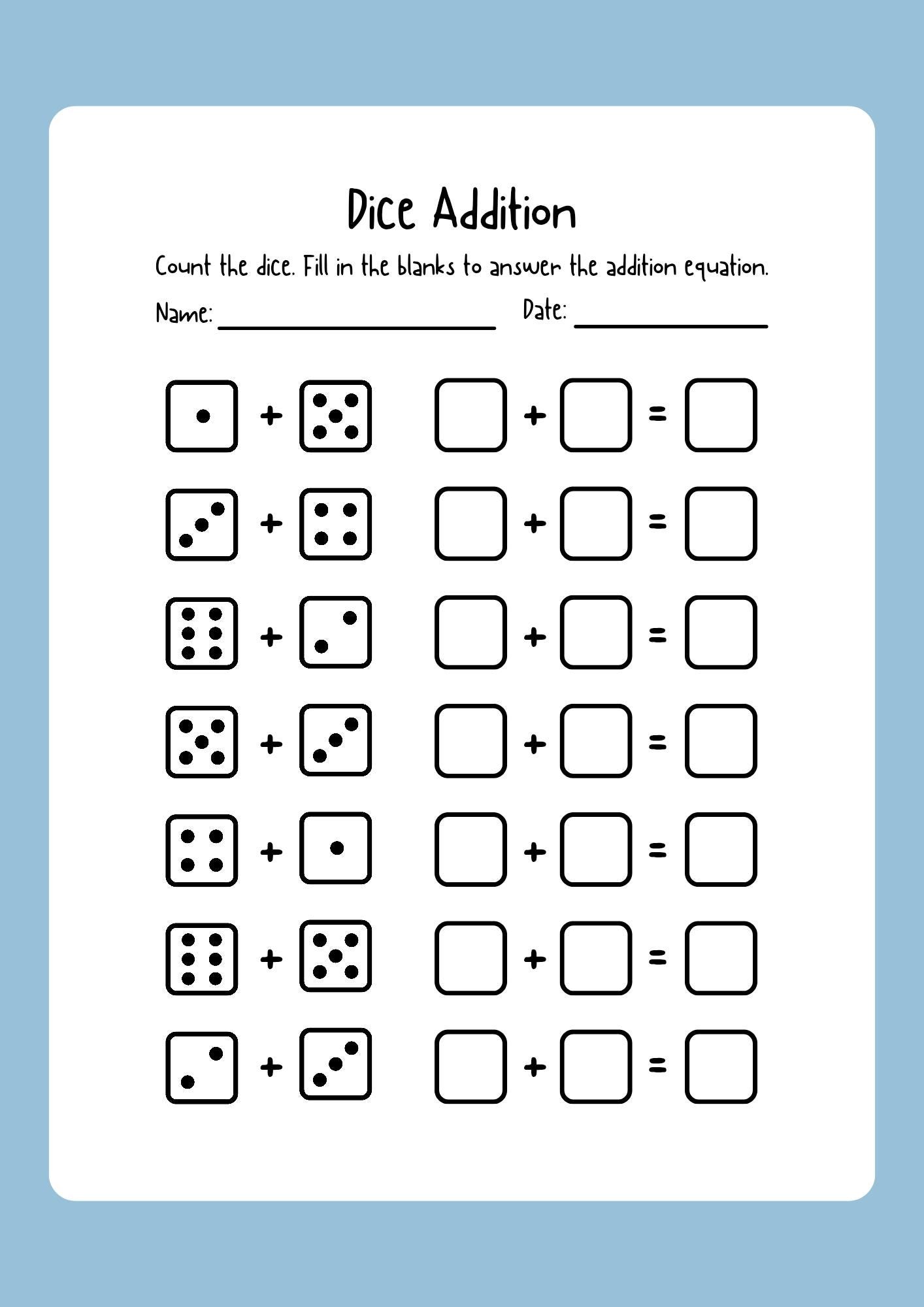 Printable Math Worksheets | Simple Addition and Subtraction for Kids ...