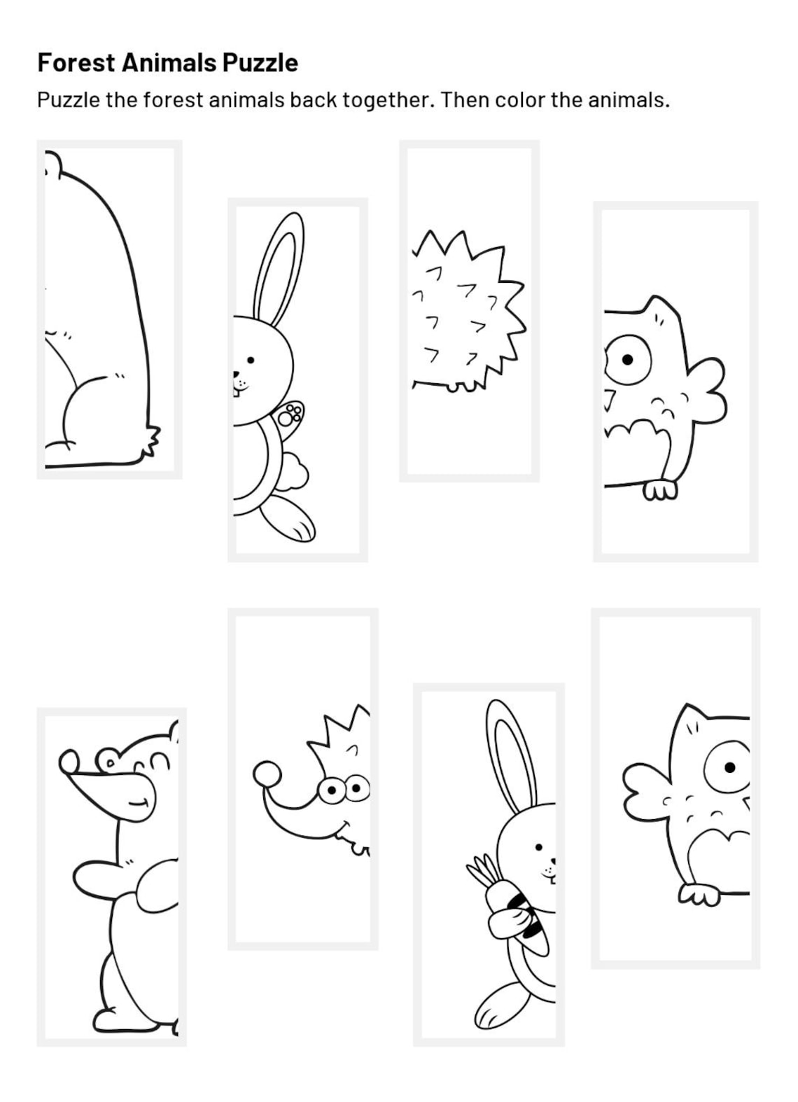 Fun Kids Puzzle Set | Printable Activity Worksheets | Digital Download ...