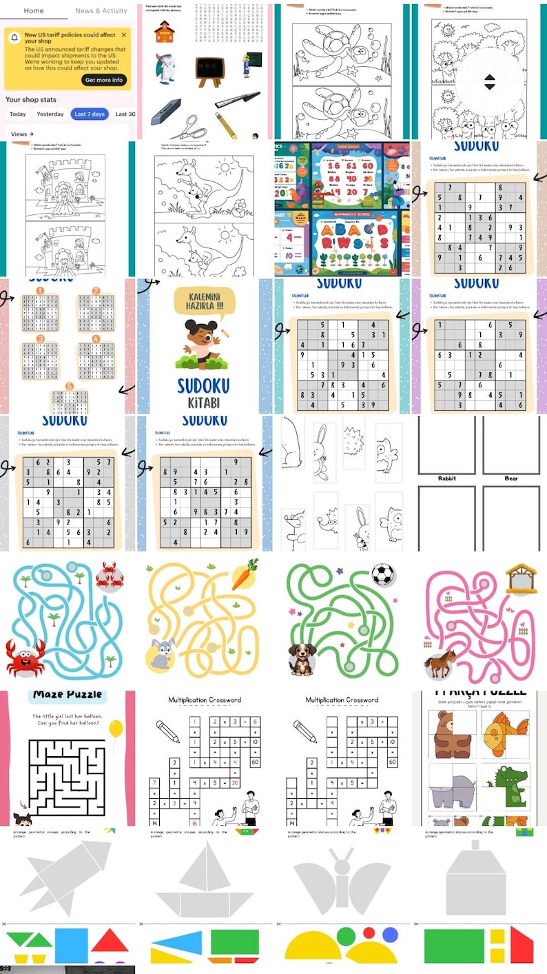 Fun Kids Puzzle Set | Printable Activity Worksheets | Digital Download ...