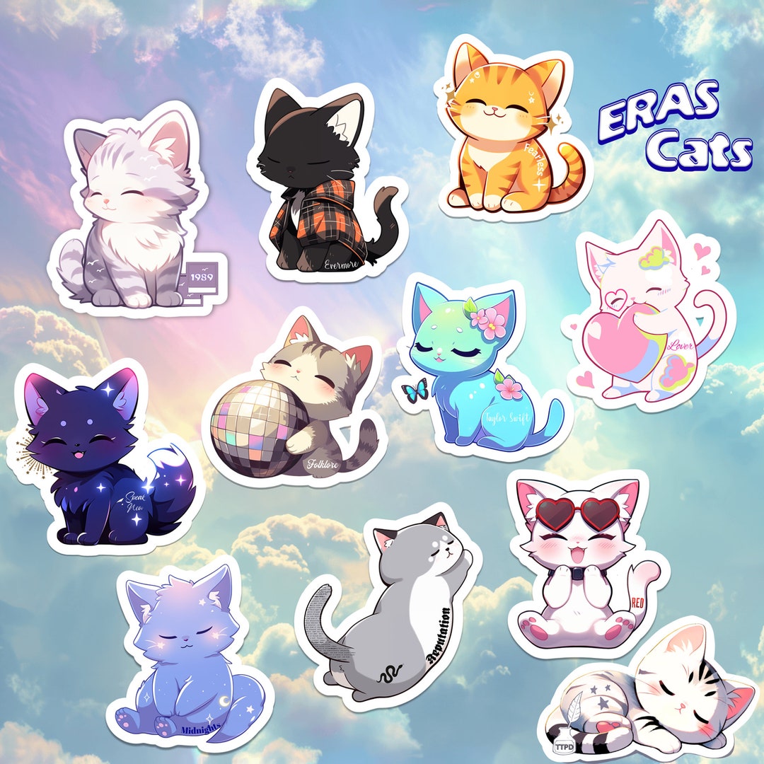 Taylor Swift Eras Tour Sticker, Eras Tour Cat Stickers, Gift for ...