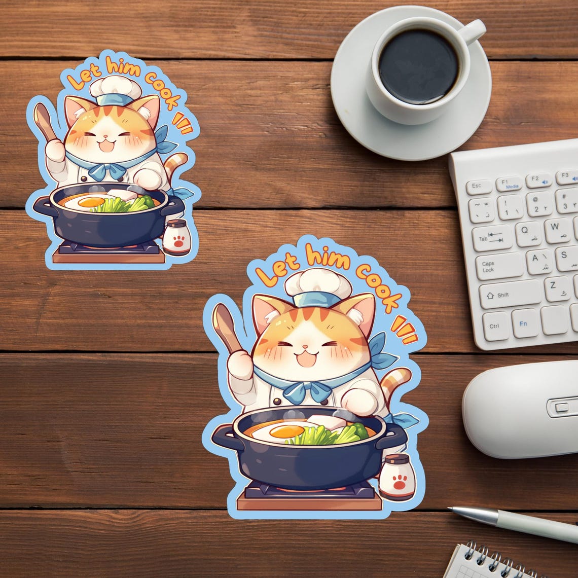 Let Him Cook Vinyl Sticker, Meme Stickers Laptop Stickers, Water Bottle ...
