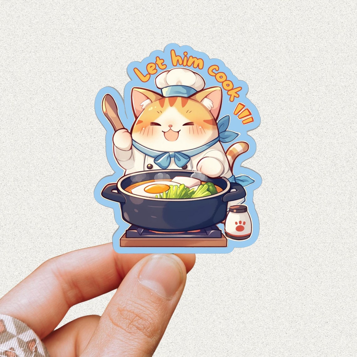 Let Him Cook Vinyl Sticker, Meme Stickers Laptop Stickers, Water Bottle ...