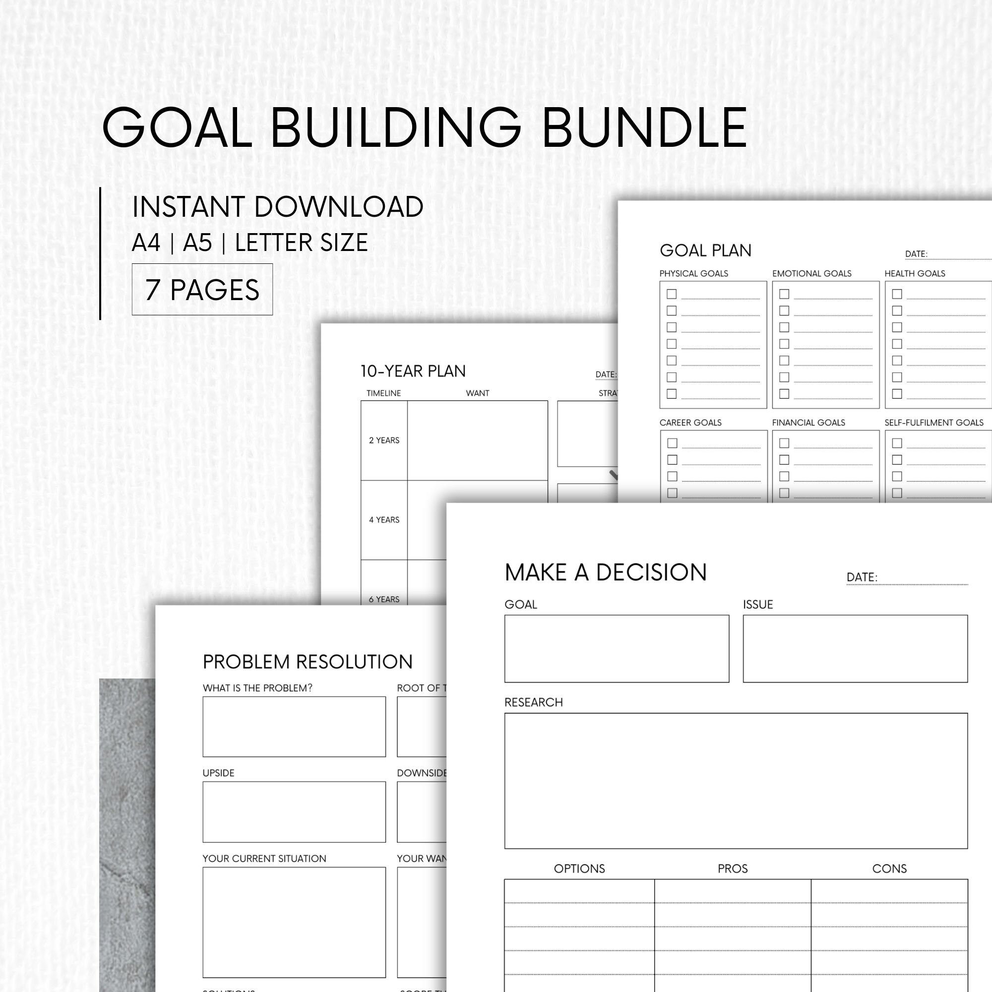 Goal Building Planner Printable | Goal Printable Planner | Goal-setting ...