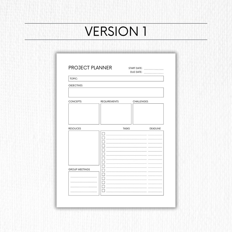 Project Planner Printable Project Digital Planner Project Management ...
