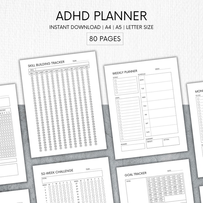 ADHD Printable Planner | ADHD Planner for Adults | Undated Digital ...