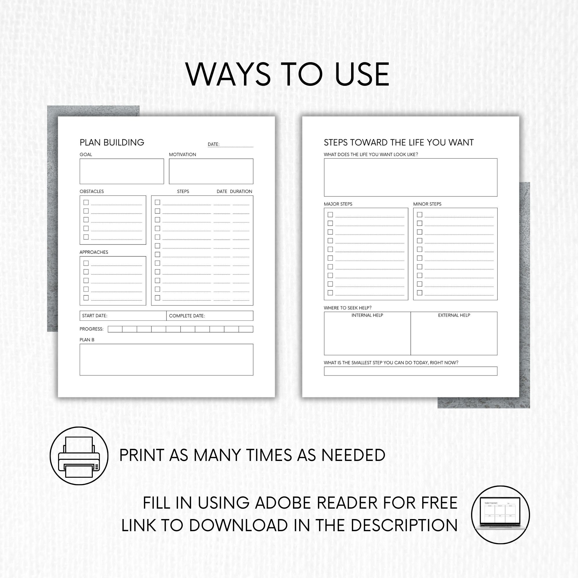 Goal Building Planner Printable Goal Printable Planner Goal-setting ...