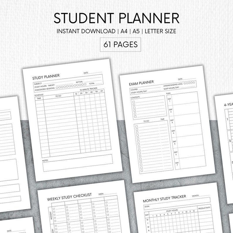 Student Planner Printable | Student Digital Planner | Academic ...