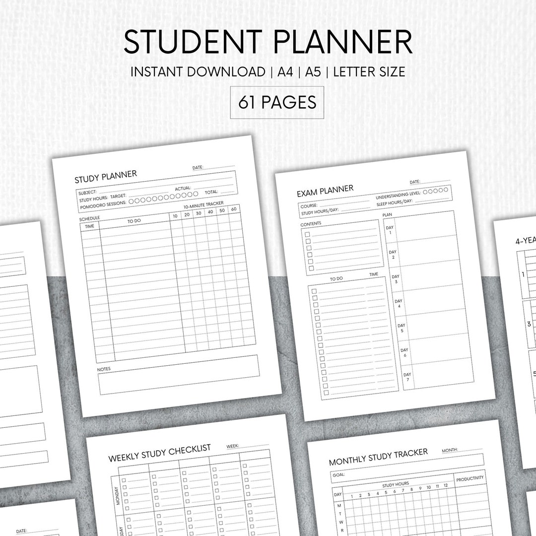 Student Planner Printable Academic Printable Planner Study Digital ...