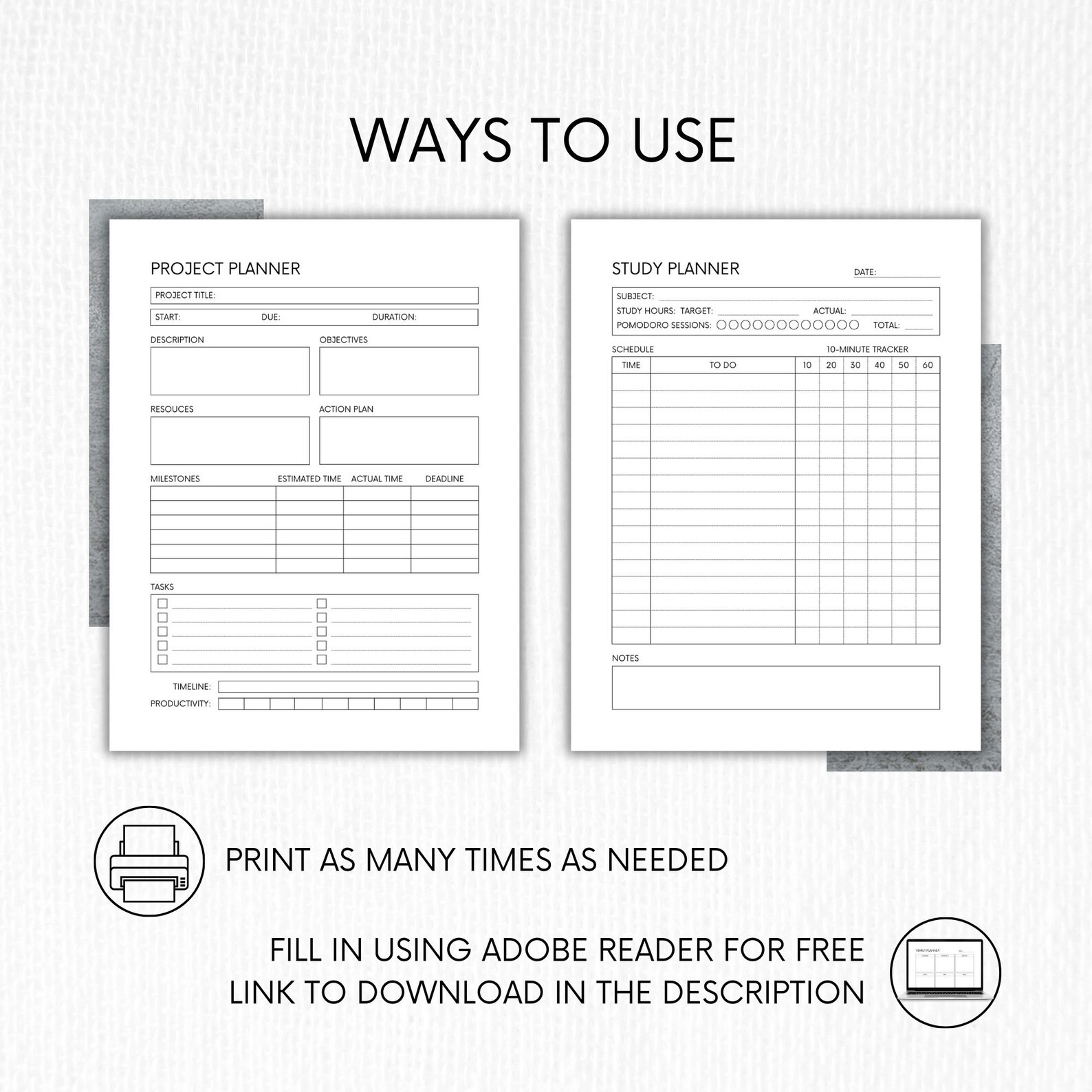 Student Planner Printable | Student Digital Planner | Academic Printable Planner | Study Planner ...