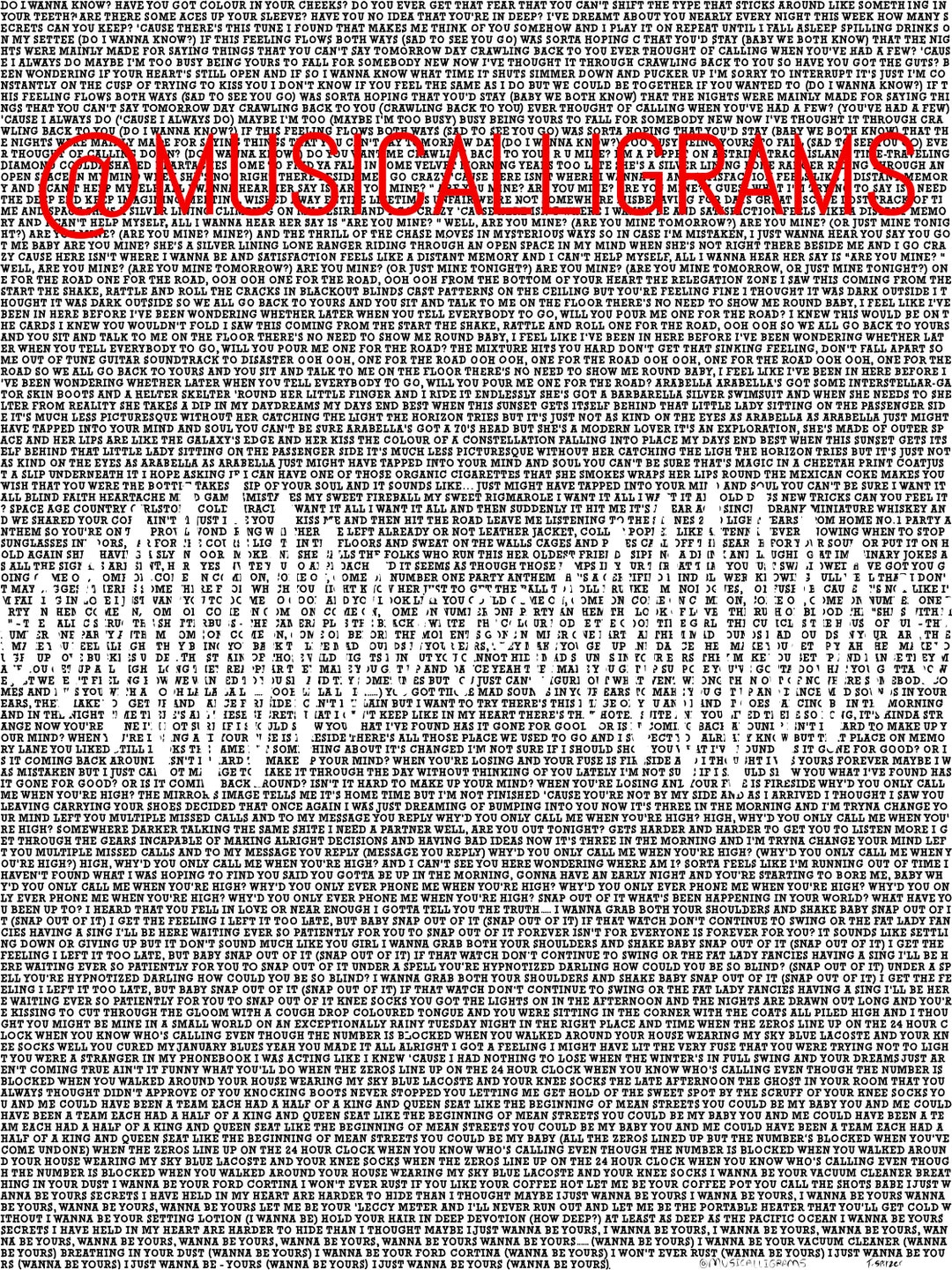 Arctic Monkeys - AM. Album Cover Calligram Poster - Etsy