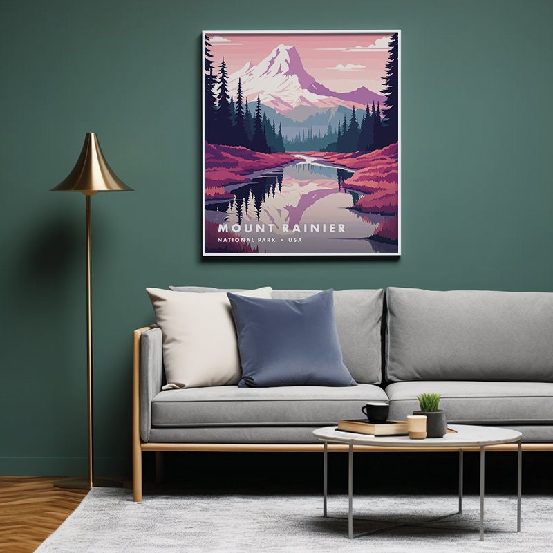 Mount Rainier Art Print: National Park Landscape Wall Decor - Etsy