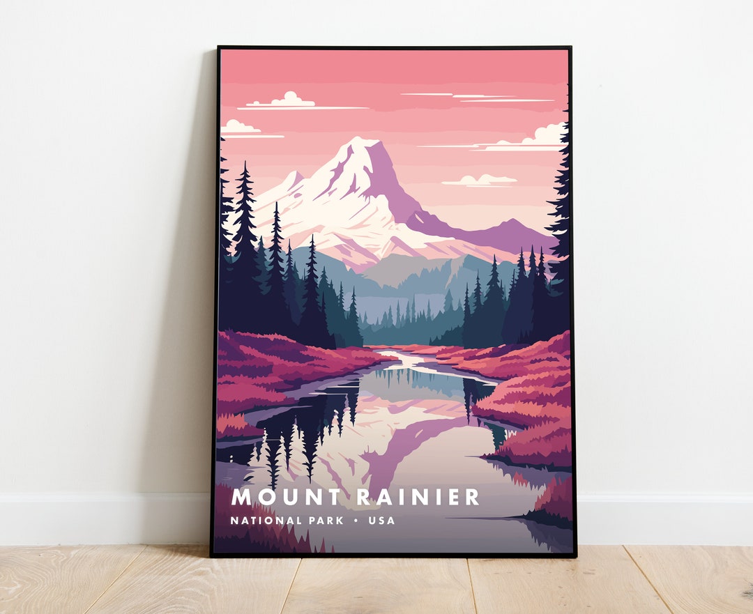 Mount Rainier Art Print: National Park Landscape Wall Decor - Etsy