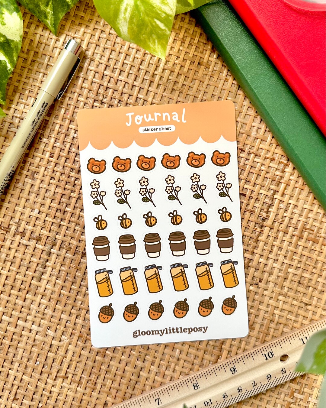 Brown Journal Sticker Sheet - Etsy
