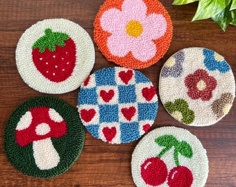 Punch Needle Mug Rug Mug Rug Desk Coasters Tufted Punch Needle Art ...