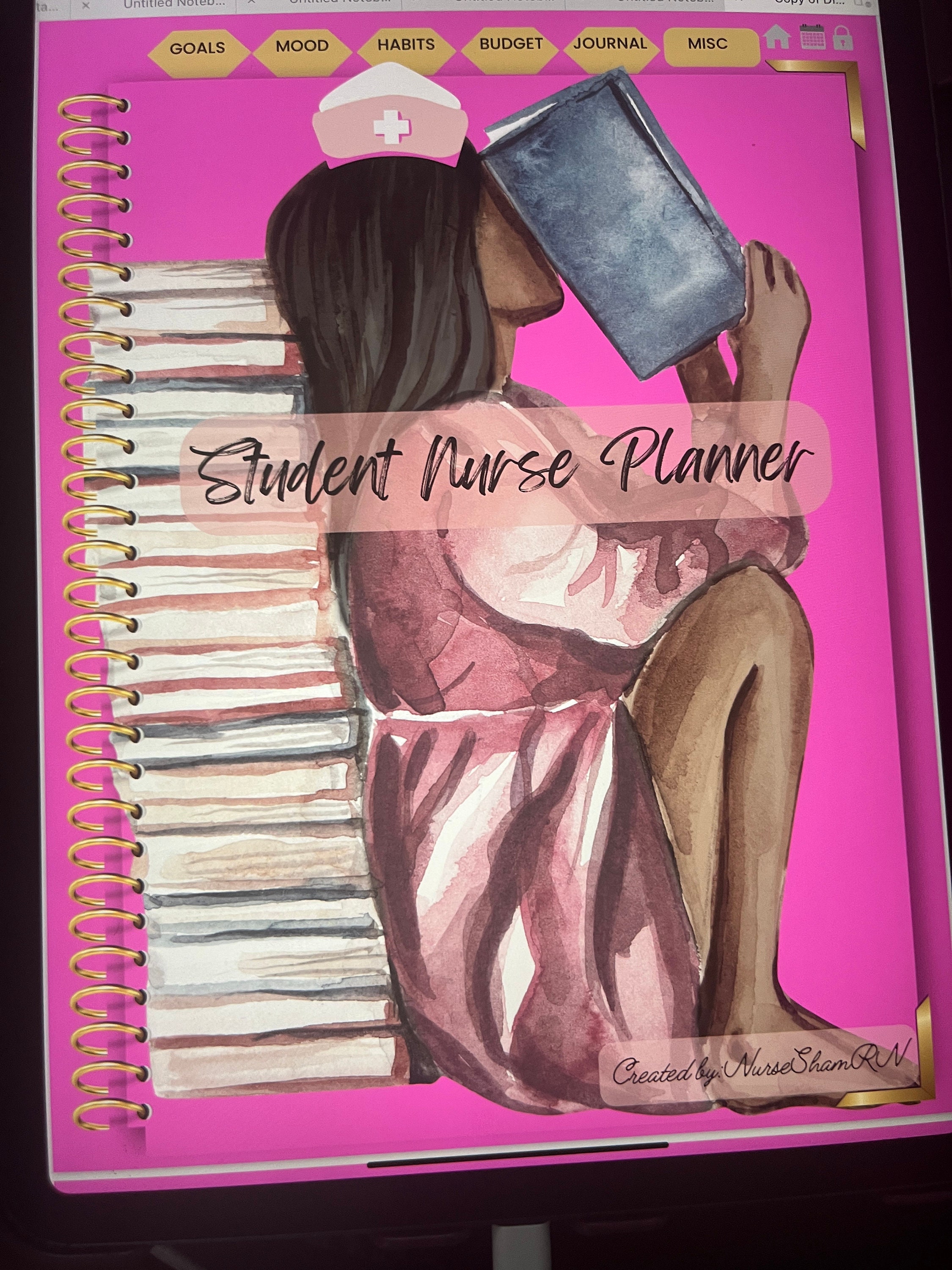 Nursing Student Digital Planner for Nursing, Undated Calendar for ...