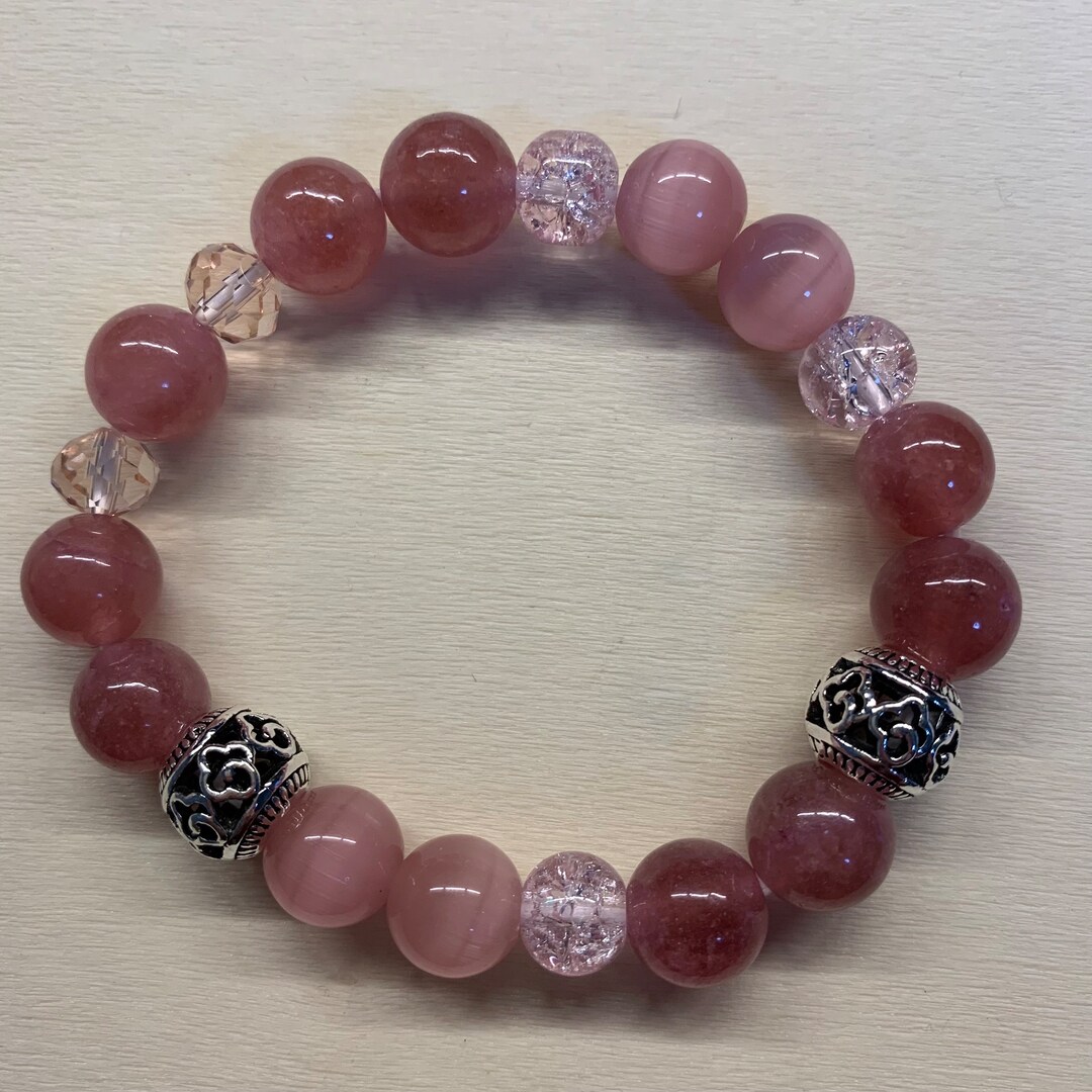 Strawberry Ice Breaker Beautifully Handmade Gemstone Bracelet Beads - Etsy