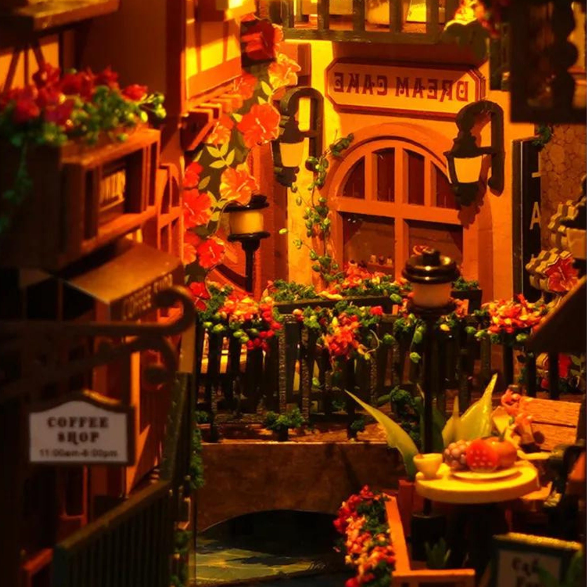 DIY Wooden Book Nook Shelf Insert Kit Miniature Fairy Tale Town Bookshelf Forest House Dollhouse ...