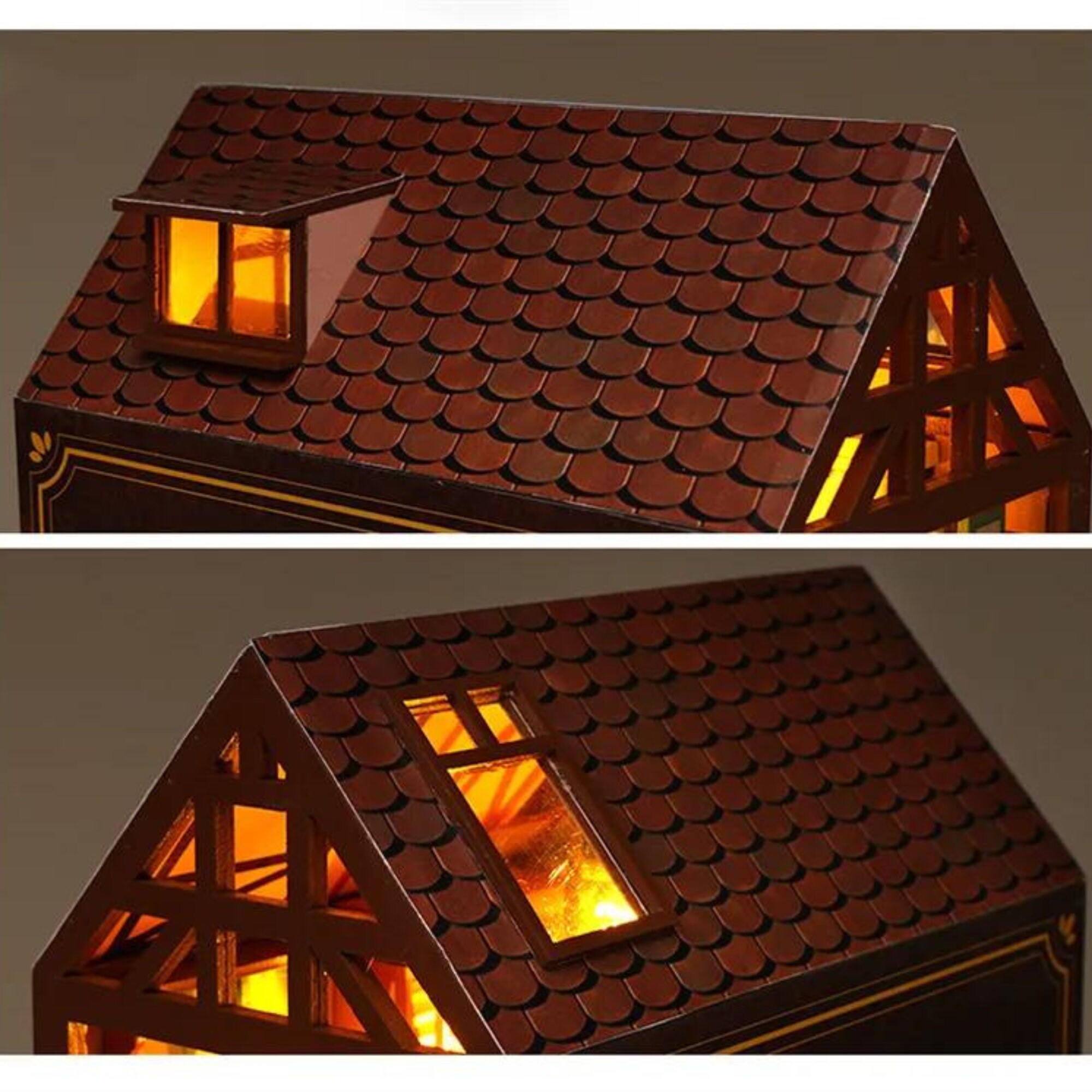 DIY Wooden Book Nook Shelf Insert Kit Miniature Fairy Tale Town Bookshelf Forest House Dollhouse ...