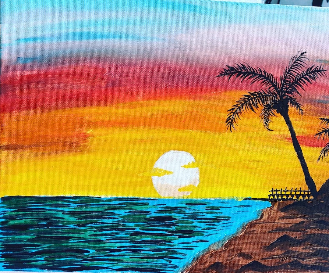Sunset Beach Oil Painting - Etsy