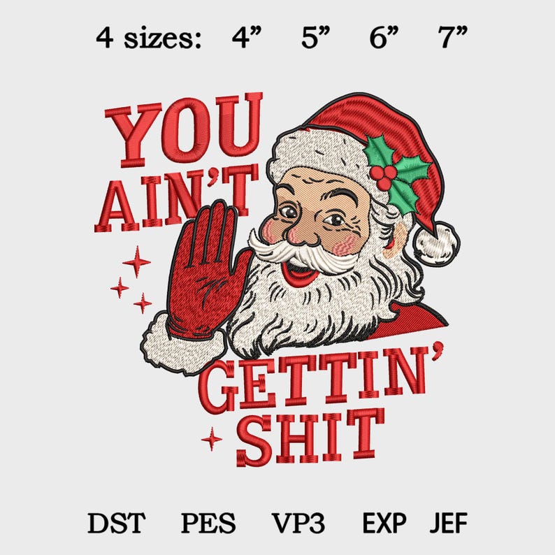 Funny Sarcastic Santa Embroidery Design - 5 Sizes: Adult Humor ...