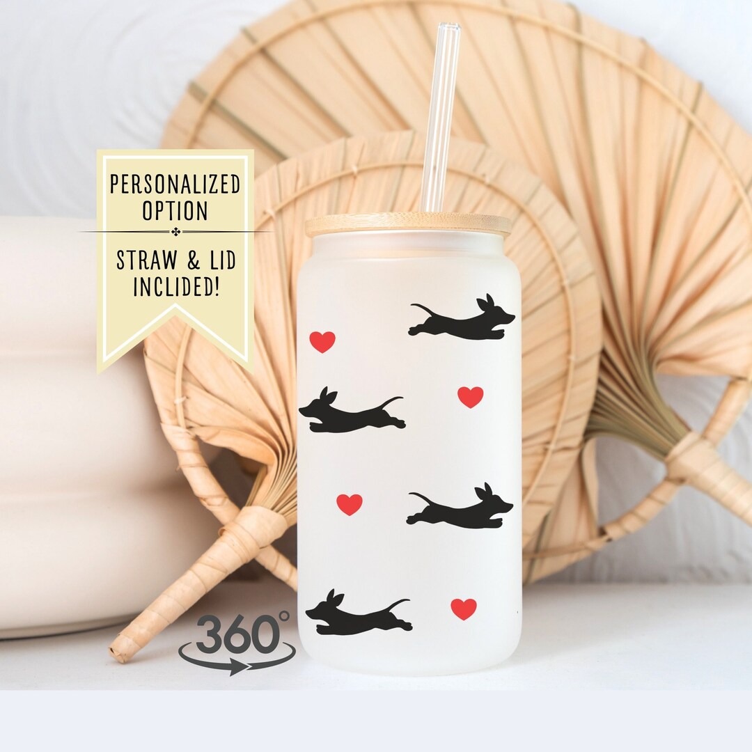 Dachshund Glass Tumbler, Personalized Doxie Gift for Dog Mom, Dachshund ...