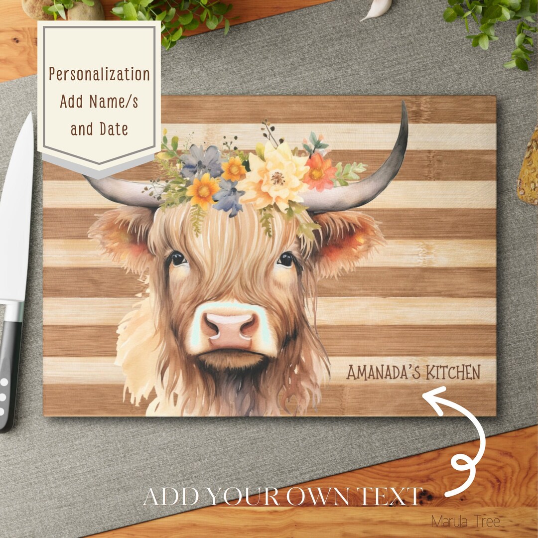 Custom Cow Cutting Board, Salty Heifer Kitchen Cutting Board, Sassy Cow ...