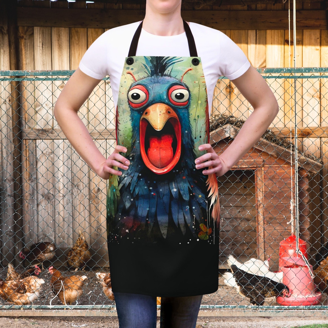 Funny Chicken Apron, Crazy Chicken Lady Apron, Chicken Print Apron ...
