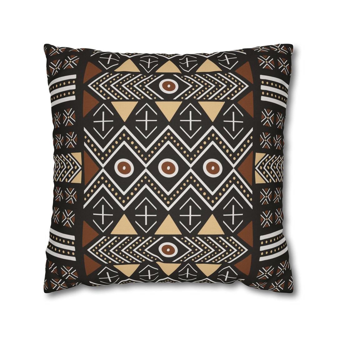 African Print Throw Pillow Case Cover, Ethnic Design, Mud Cloth Pattern ...