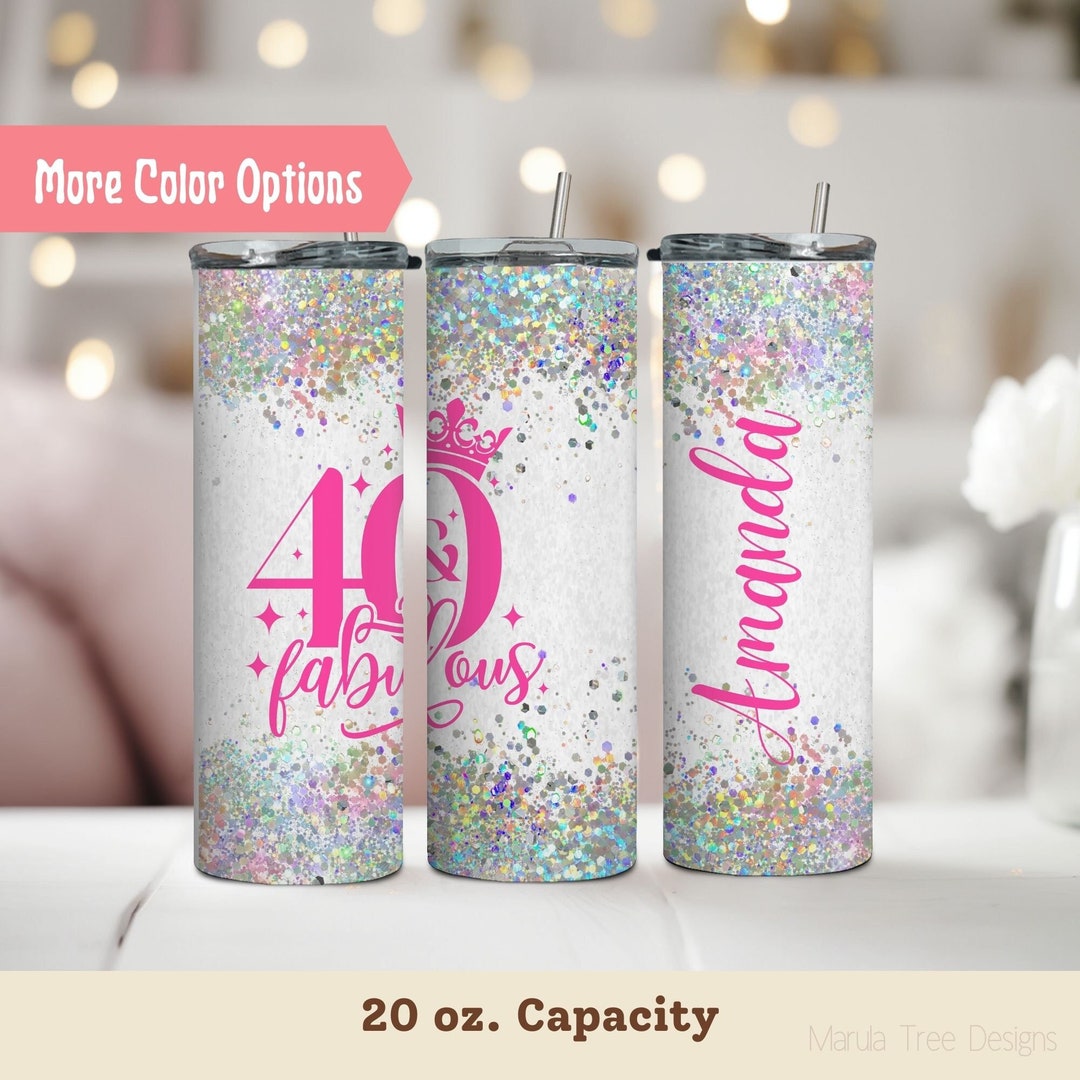 40 and Fabulous Milestone Birthday Tumbler With Straw,40th Birthday ...