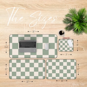 Sage Green Checkered Desk Mat, Office Desk Decor Aesthetic, Modern Desk ...