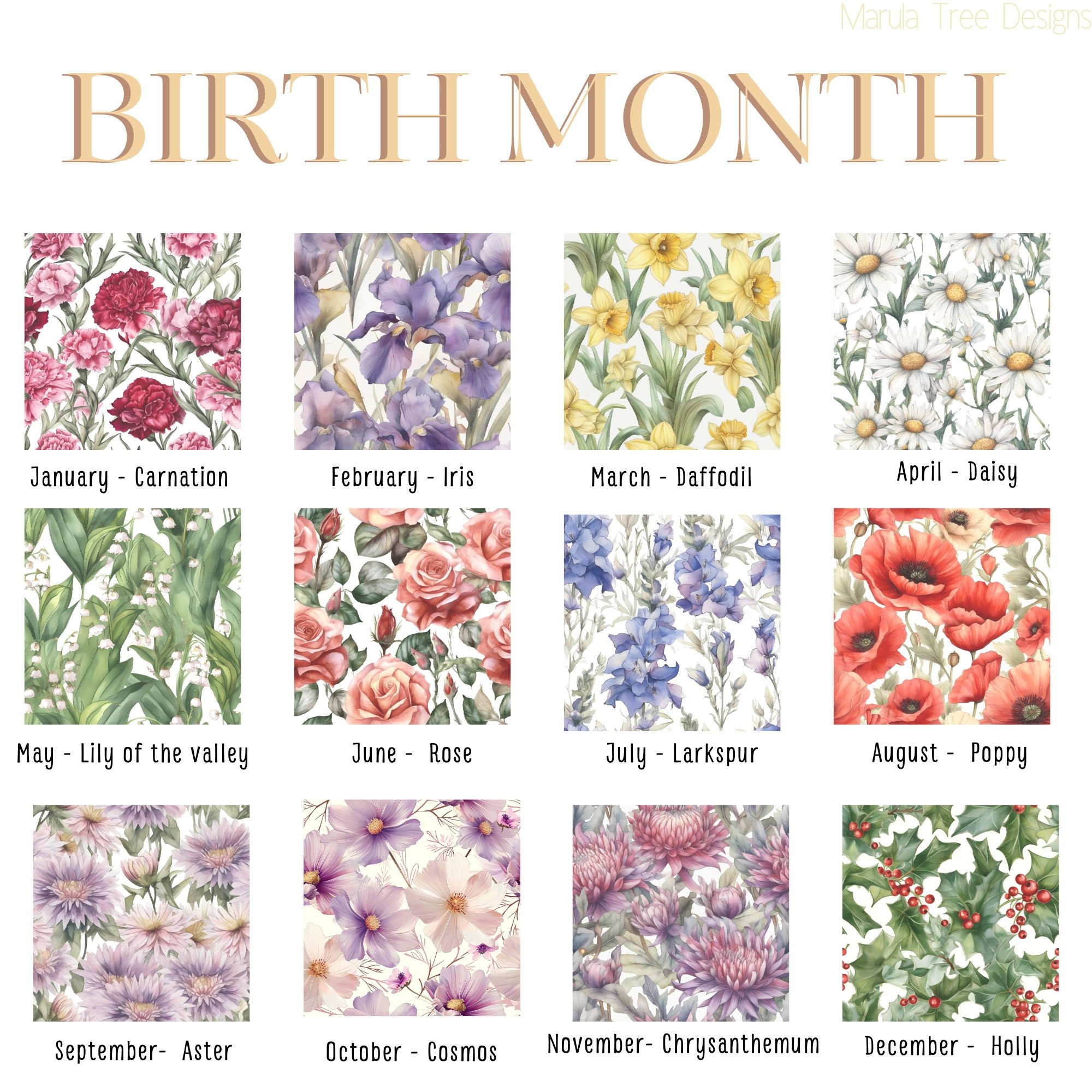 Personalized Birth Flower Coffee Cup With Name, Custom Birth Flower ...