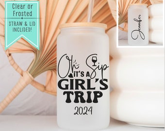 Girls Trip Great Memories Frosted Glass Tumbler, Personalized Girls ...