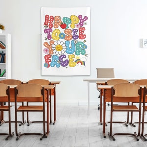 Happy to See Your Face Fabric Classroom Banner, Teachers Welcome ...