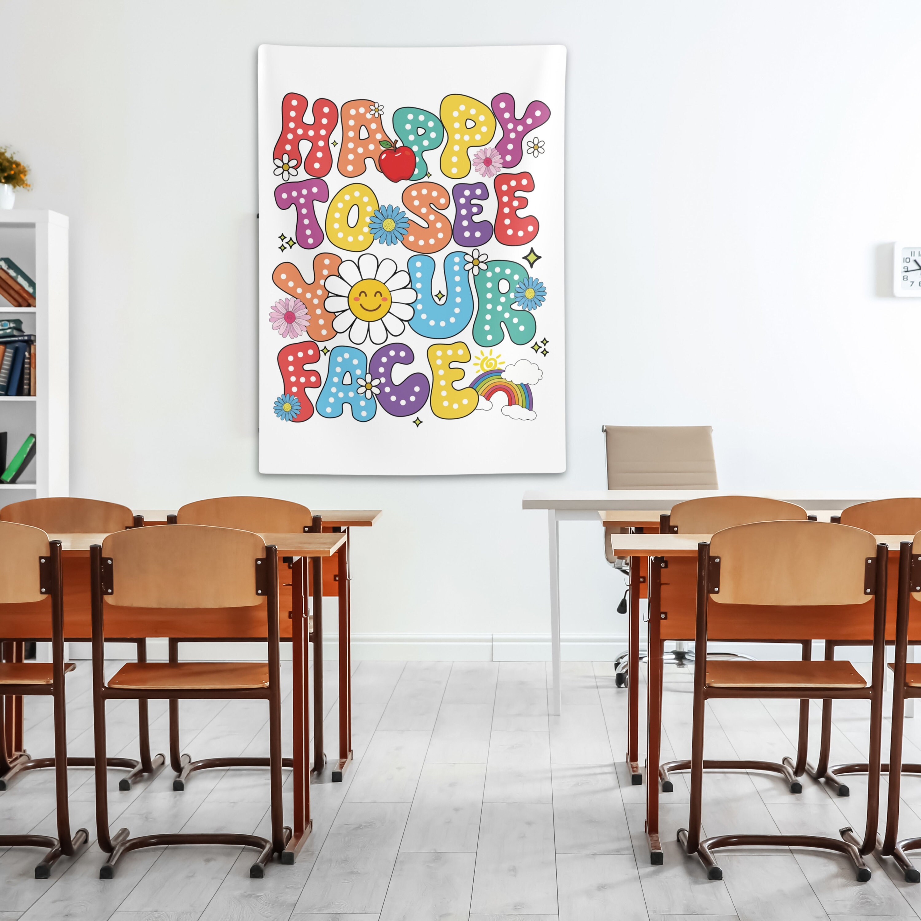 Happy to See Your Face Fabric Classroom Banner, Teachers Welcome ...