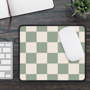 Sage Green Checkered Desk Mat, Office Desk Decor Aesthetic, Modern Desk ...