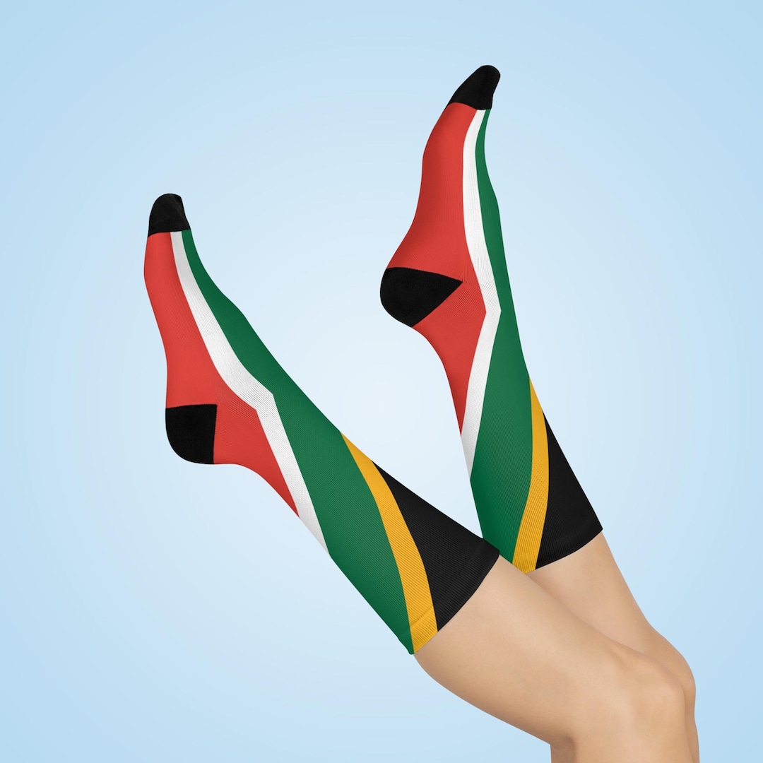 South Africa Flag Socks, South Africa Cushioned Crew Socks, Gift for ...