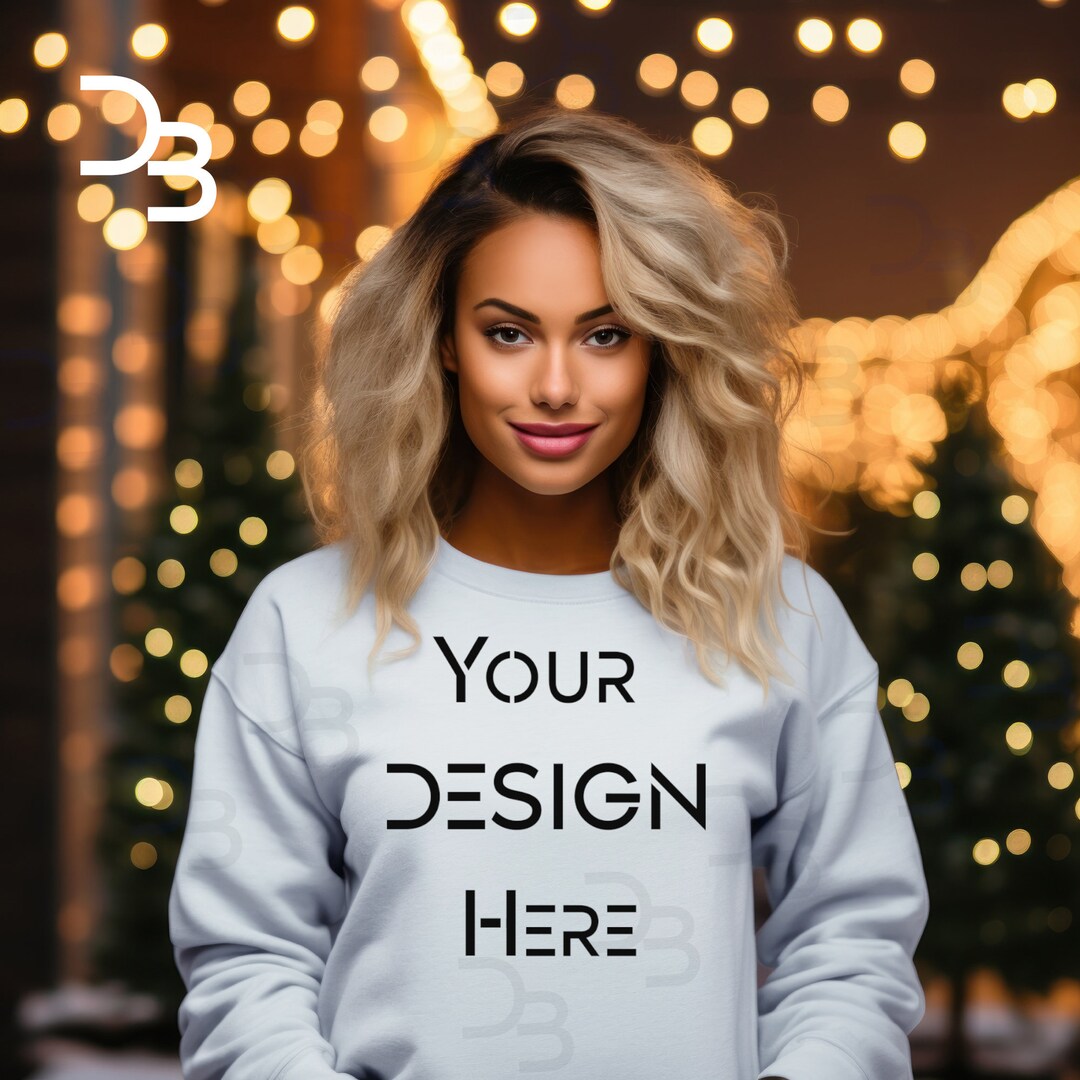 Gildan Ash Grey 18000 Crewneck Christmas Mockup Holiday - Etsy