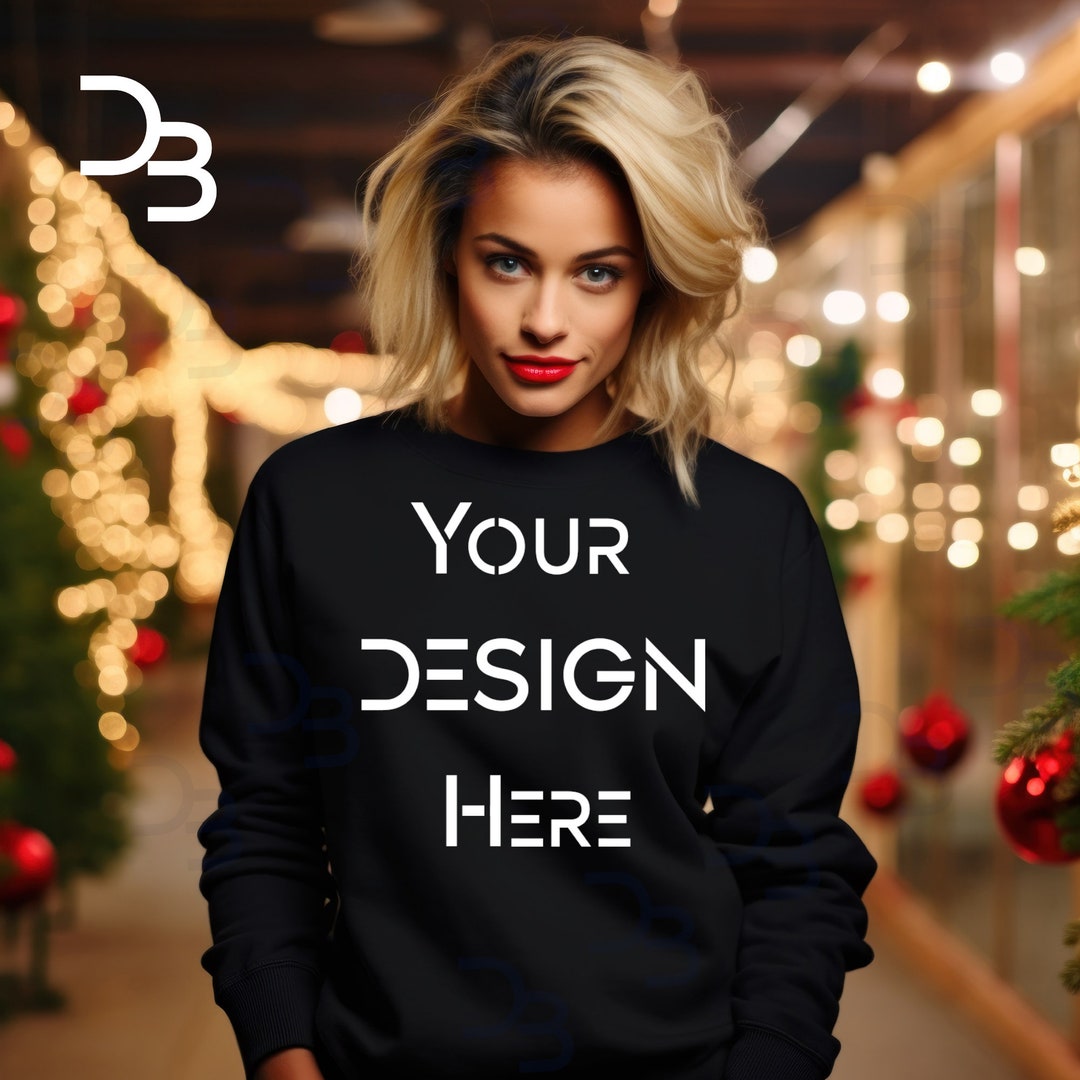 Woman Christmas Mockup Black Model Lifestyle Mockup 18000 - Etsy
