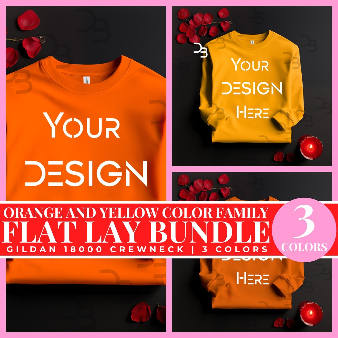 Gildan 18000 Valentines Day Mockup Valentines Day Gildan18000 Orange Crewneck Mockup Bundle Mock ...