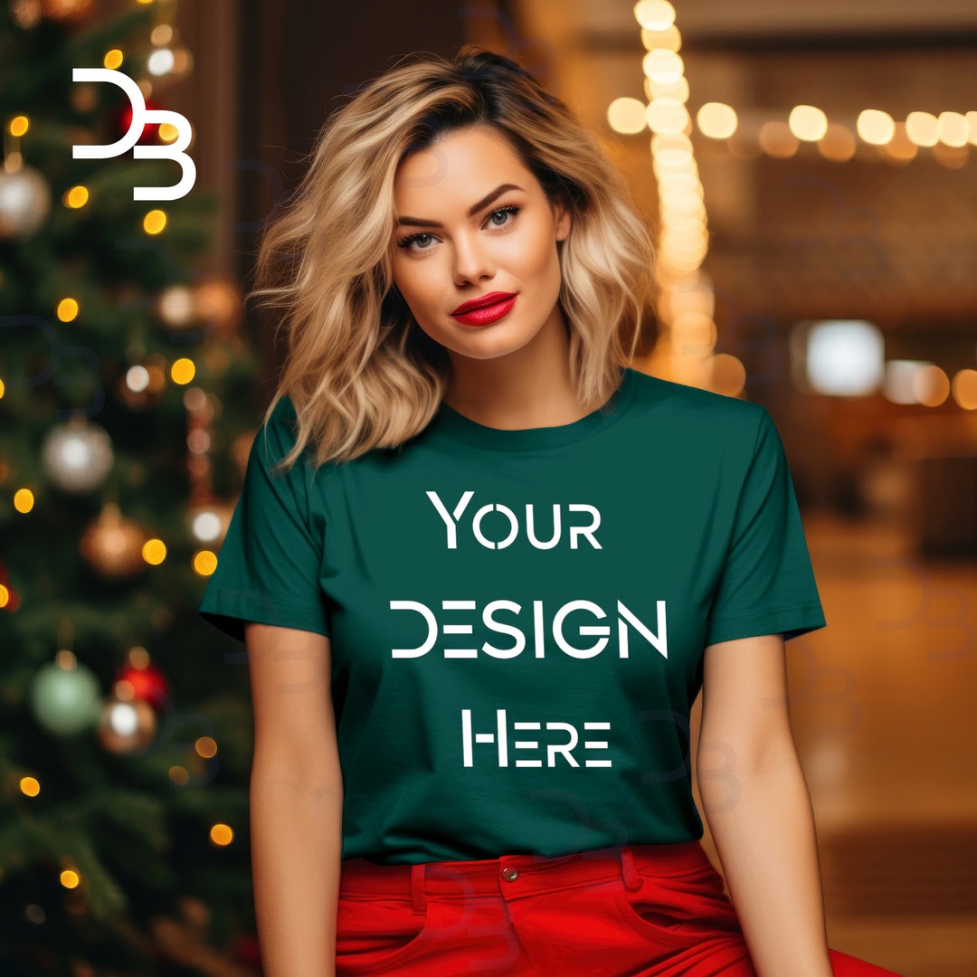Green Gildan 5000 Christmas Mockup Tshirt Mom T-shirt Mockup - Etsy