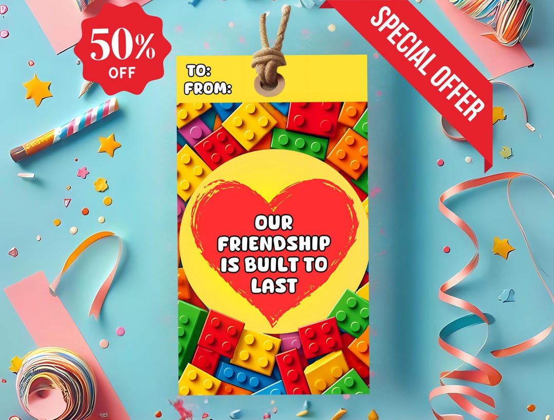 Building Blocks Valentines Tag, Printable Friendship Cards (digital ...