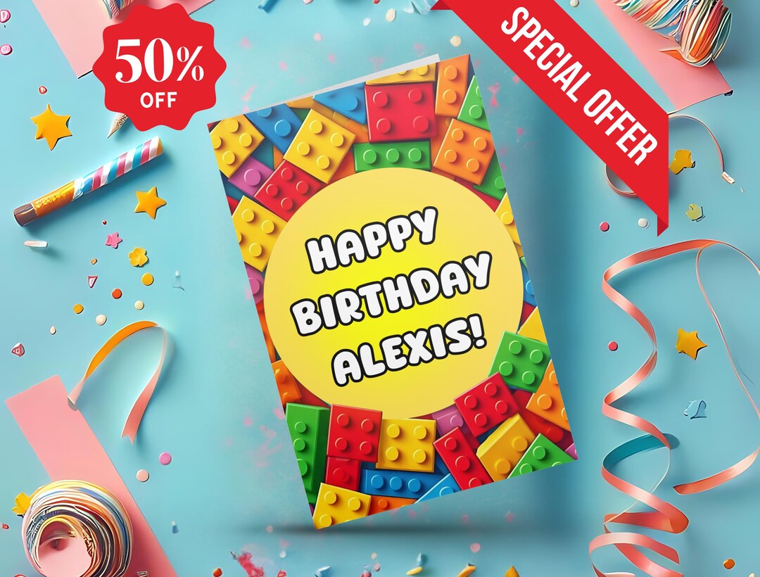 Building Blocks Birthday Card,building Blocks Greeting Cards, Printable ...