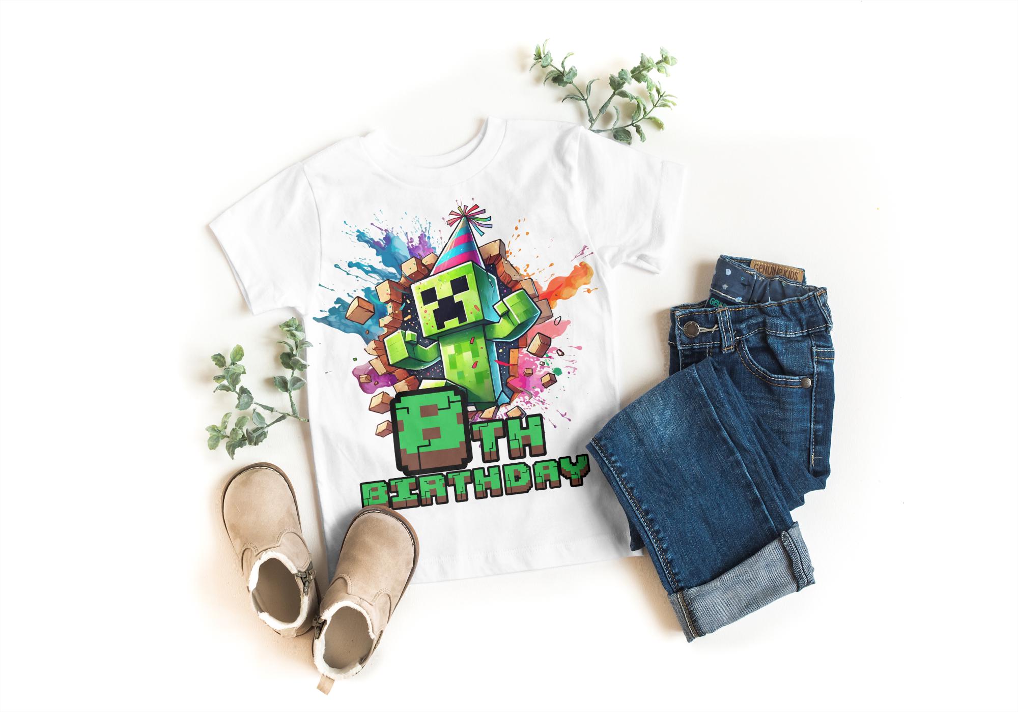 Minecrafter 8th Birthday Shirt Png,creeper 8th Birthday Shirt,minecraft ...