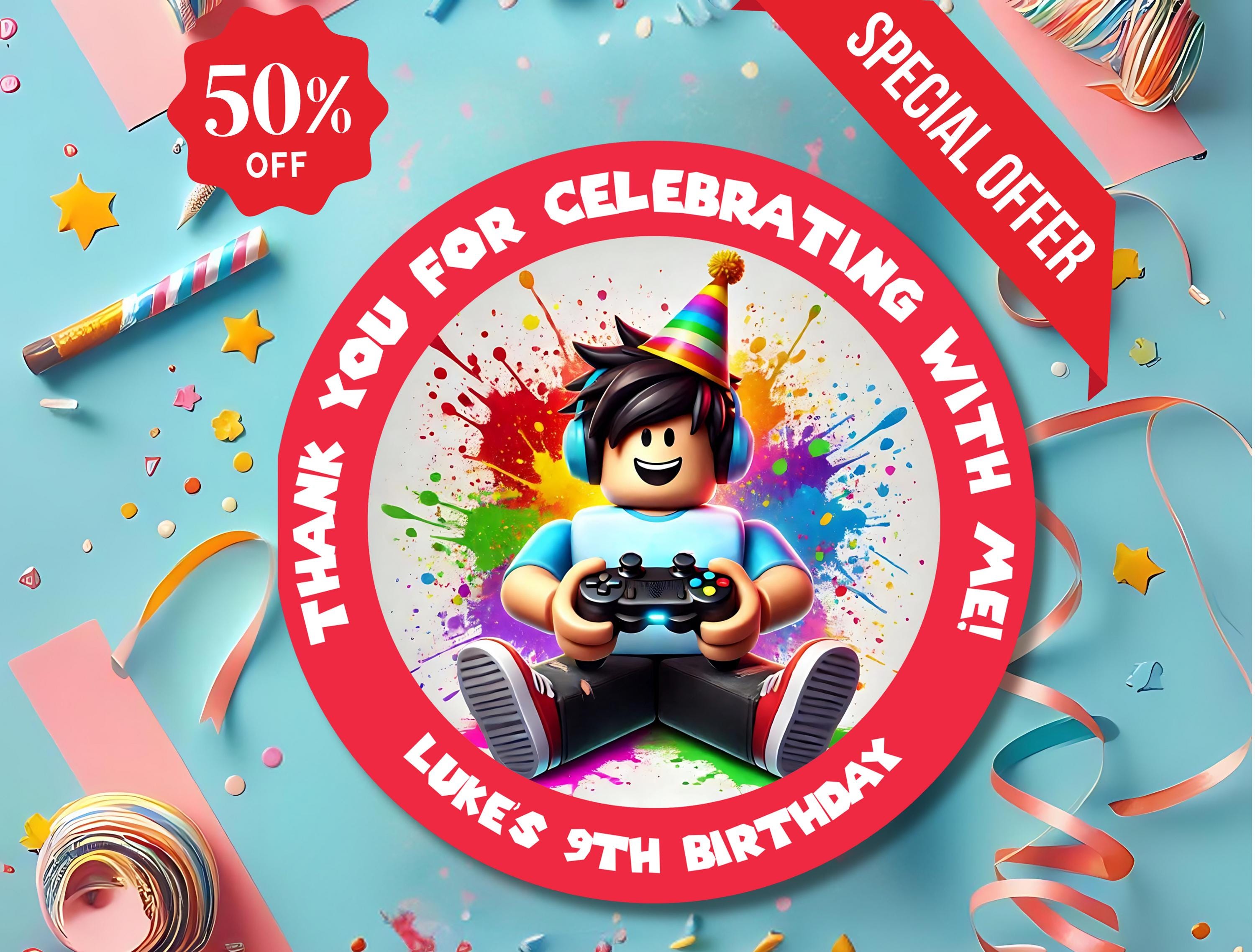 Roblox Inspired Birthday Sticker,roblox Thank You Sticker,roblox Thank ...