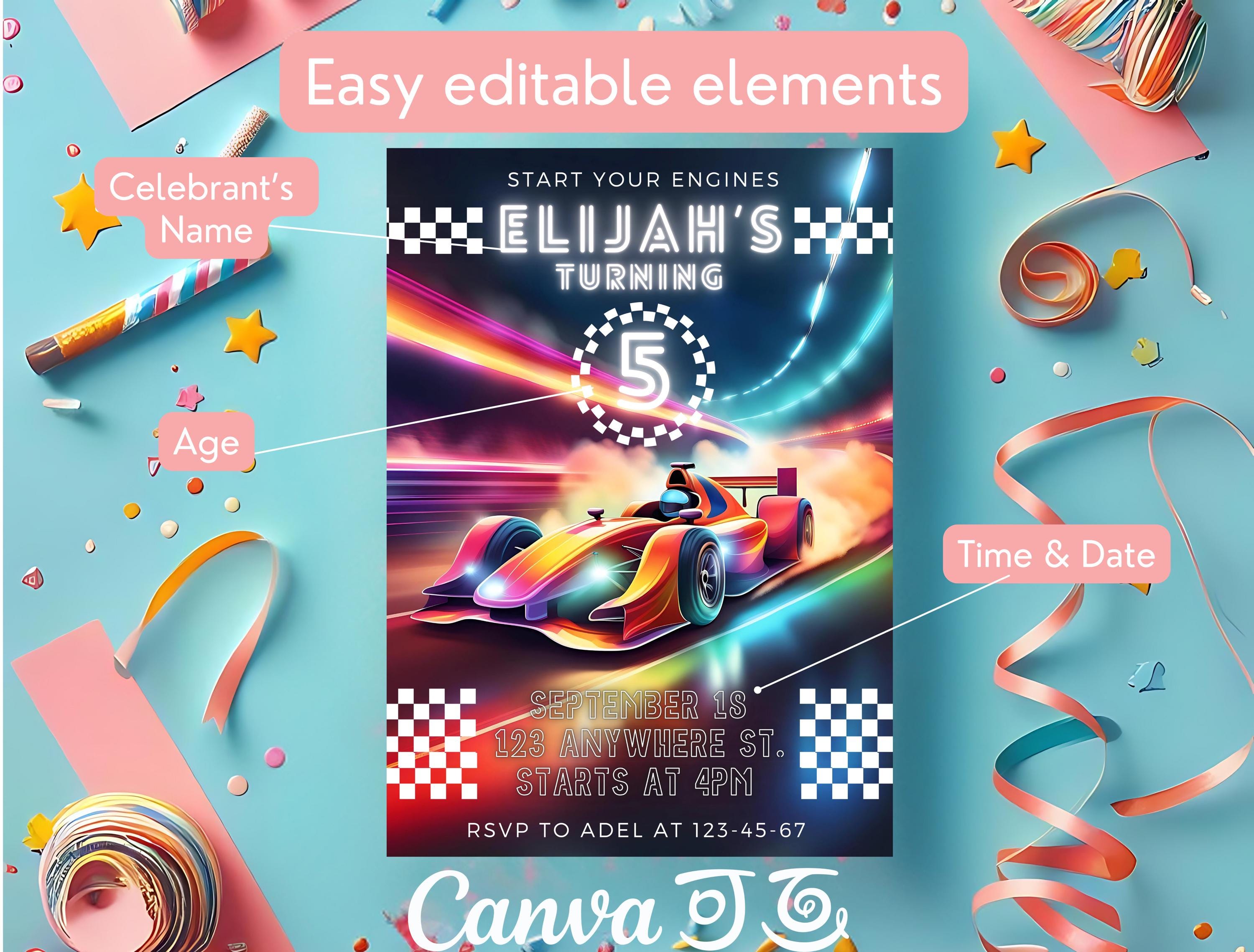 Gokart Birthday Invitation,ferrari Birthday Invitation,go Kart Party ...