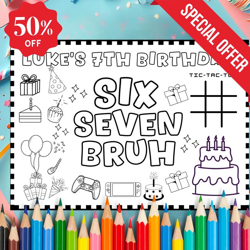Six Seven Coloring Page - Etsy
