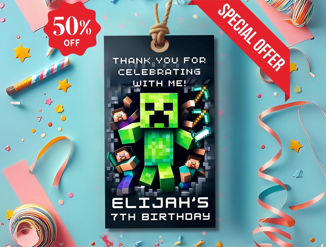 Creeper-inspired Thank You Tag,creeper Stickers,minecrafter Thank You ...