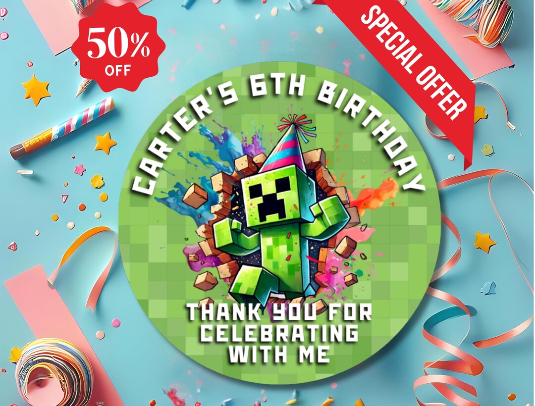 Creeper-inspired Sticker,minecrafter Sticker,minecrafter Party Favors ...